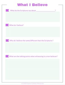What I Believe Worksheet - Seeking God with Elaine